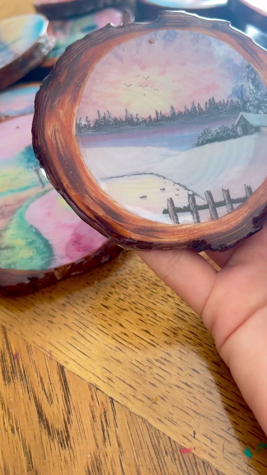 Limited- Resin coated wood slices – SuzanQwqArt