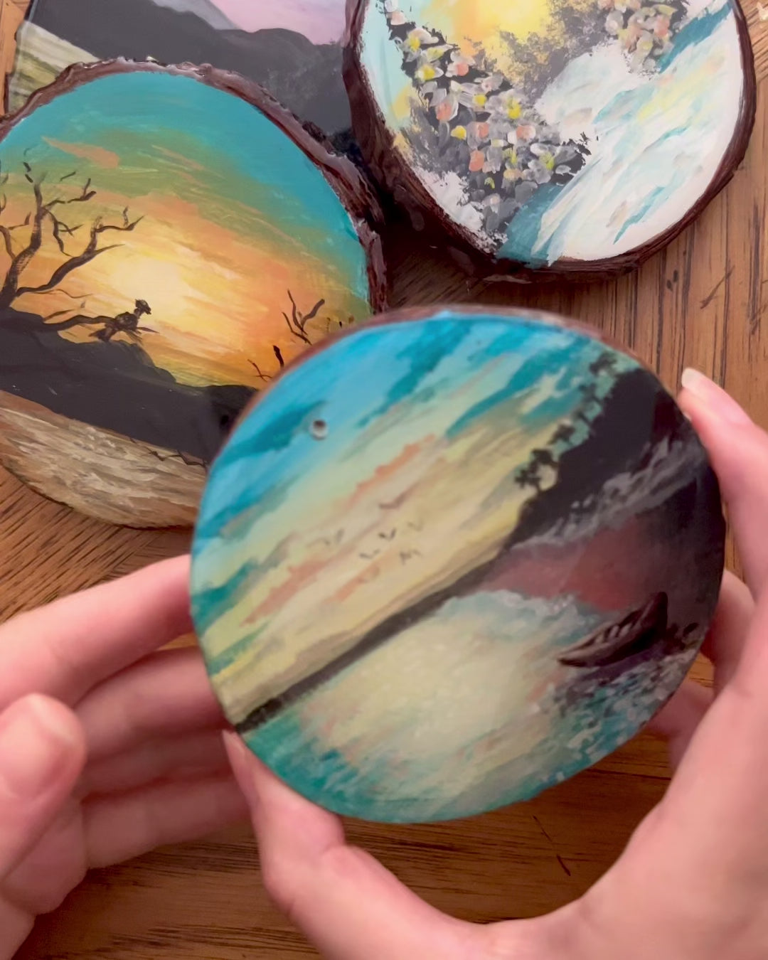 Limited- Resin coated wood slices – SuzanQwqArt